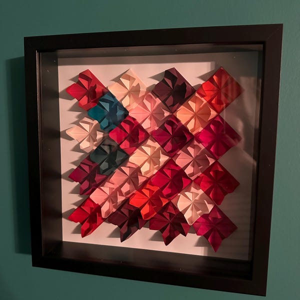 Framed Origami Flowers - Red - Etsy