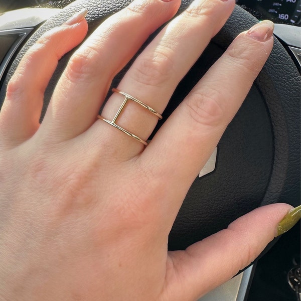 Gold Ring, Solid 14k Gold Ring, H Ring, Minimalist Ring, Unique Ring ...