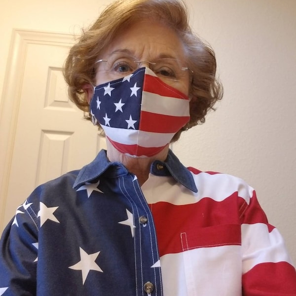 Patriotic American Flag Face Mask With Nose Wire and Filter Pocket - Etsy
