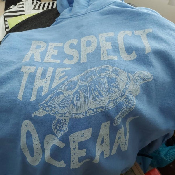 Respect the Ocean Hoodie - Ocean Surf Hoodie Carolina Blue Hoodie Words ...