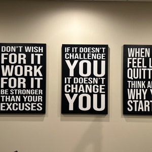 Motivational Quotes Banners Set of 4 Home Gym Decor Large Quote Wall ...