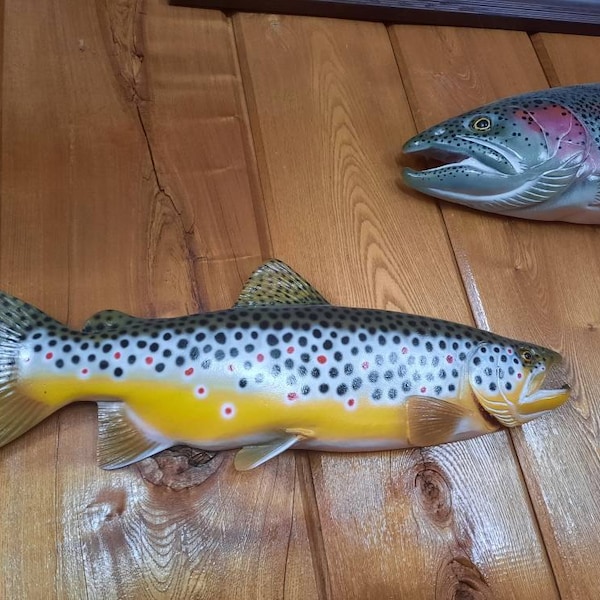 Rainbow Trout River Sculpture Fishing Gift for Anglers Handmade Made in ...
