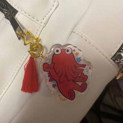 Red Guy Dont Hug Me Im Scared DHMIS Glitter Keychain Acrylic and Epoxy Charm 2 - Etsy
