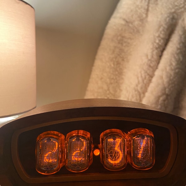 IN14 Personalized Gift Nixie Clock. Mid Century Style 4 Bulbs. Orange ...