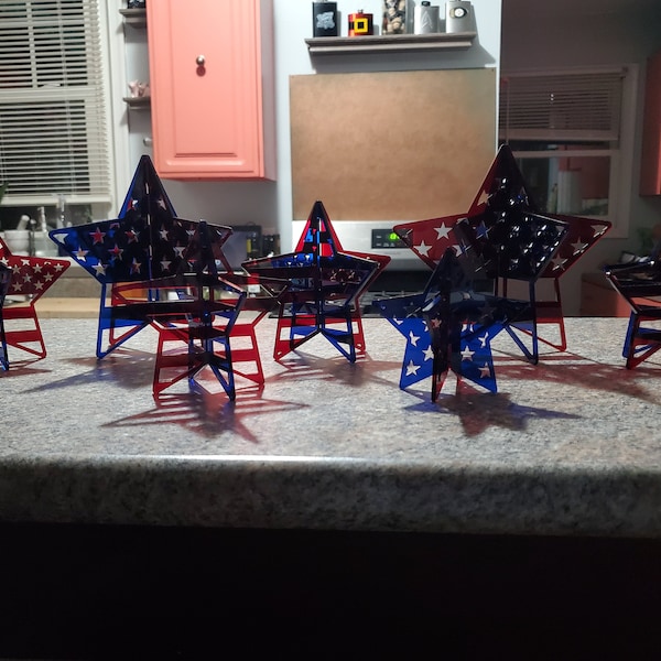1/8" 3D Standing Stars -set of 5 Patriotic Stars and Stripes for Mantle ...