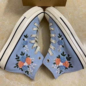 Embroidered Converse/converse High Tops Garden of Chrysanthemums ...