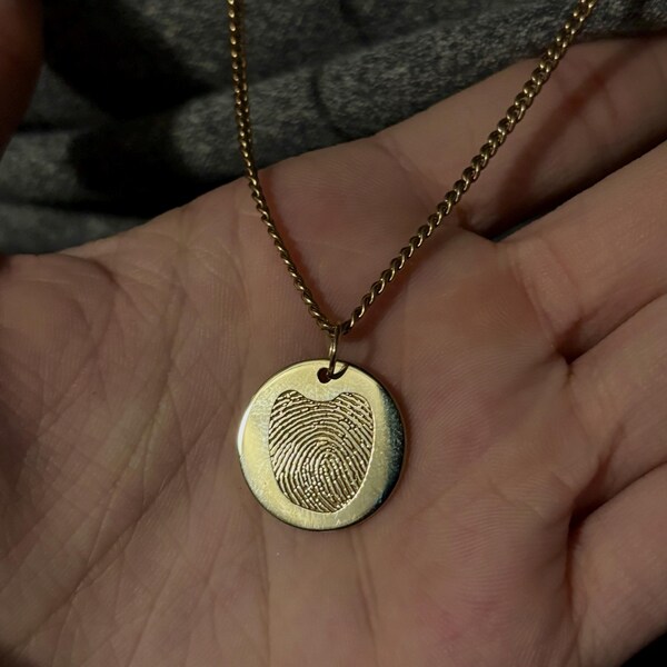 14k Personalised Fingerprint Gold Necklace , Handprint Necklace ...