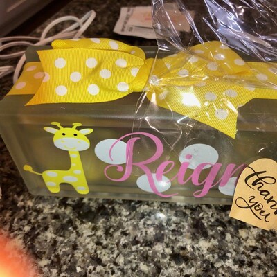 Glass Block Night Light, Baby Gift, Personalized Glass Block, Child's ...