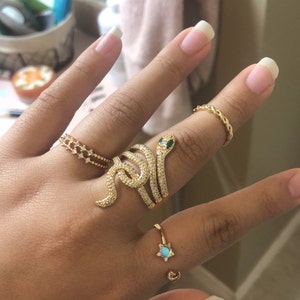 Adjustable 18k Gold Plated Snake Ring | Etsy