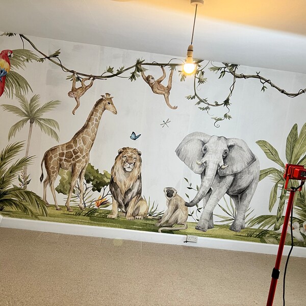 Rabbit Floral Nursery Wallpaper, Removable Stick on Wallpaper, Pre ...