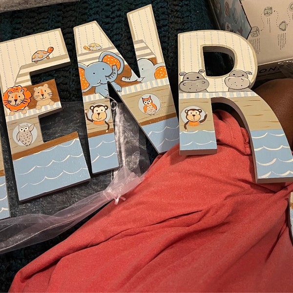 Noahs Ark Animal Noah Custom Hand Painted Nursery Letters Nursery Wall ...