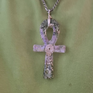 Purple/gold Ankh Earrings - Etsy