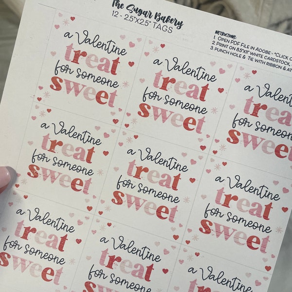 Printable Valentine Treat Tag, A Valentine SWEET Treat Tag, Teacher ...