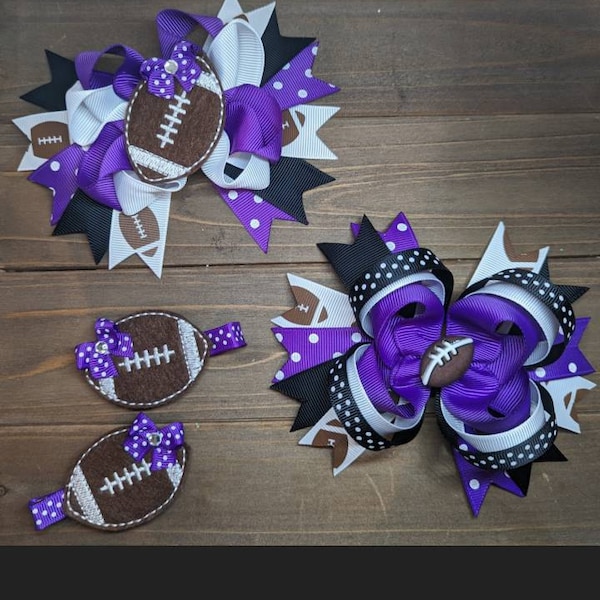 Football Hair Bow, CUSTOM COLORS AVAILABLE, College Football Bow, High ...