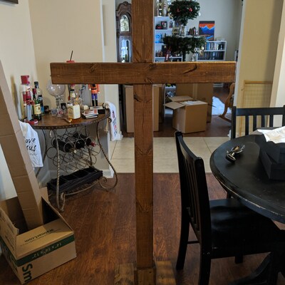 Wood Cross Religious Stand Standing Jesus Wedding Roadside 5 Foot Tall ...