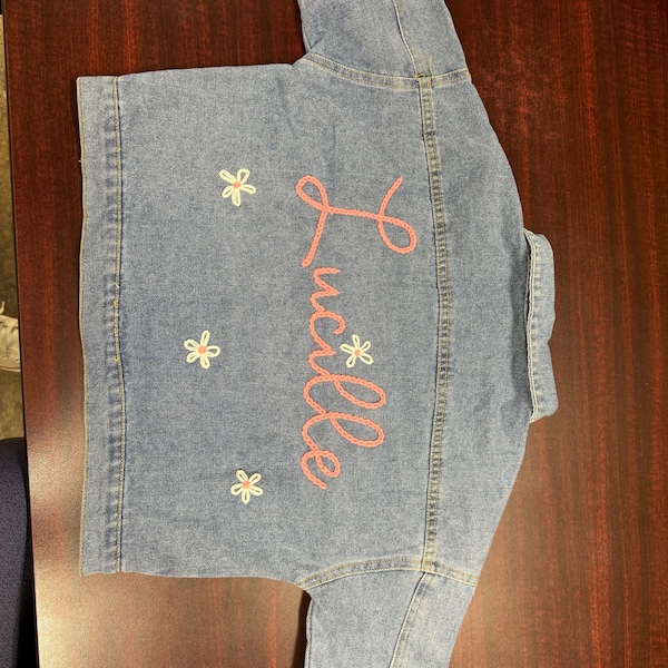 Kids Hand Embroidered Denim Jacket | Personalized Name Kids Jean Jacket ...