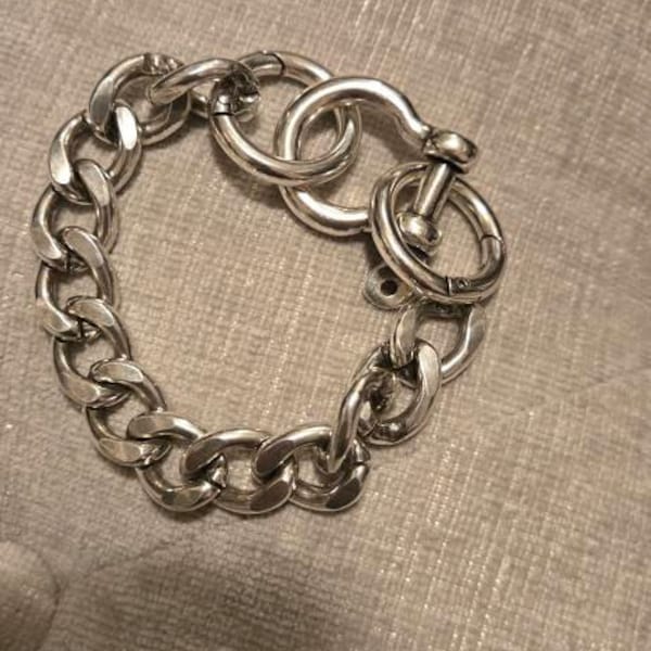 Antique Silver Heavy Chain Bracelet, Silver Chunky Statement Thick Bold ...