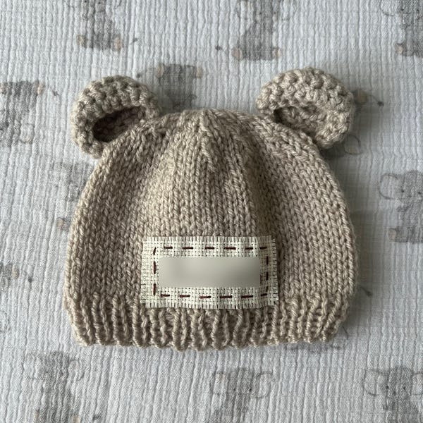 Name Tag ONLY Custom Wording Hand Embroidered Stitched Baby Hats Tags ...