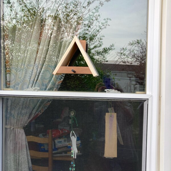Handmade Bird Feeder Window Mounted, Weather Proof, Glass Mounted Wood ...