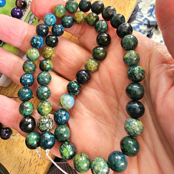 8mm Multicolor Chrysocolla Quantum Quattro Gemstone Grade AAA Round ...