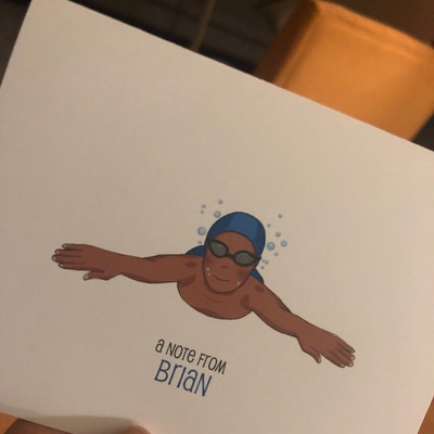 Swimmer Note Cards Folded Note Cards Personalized Swimmer Stationery ...