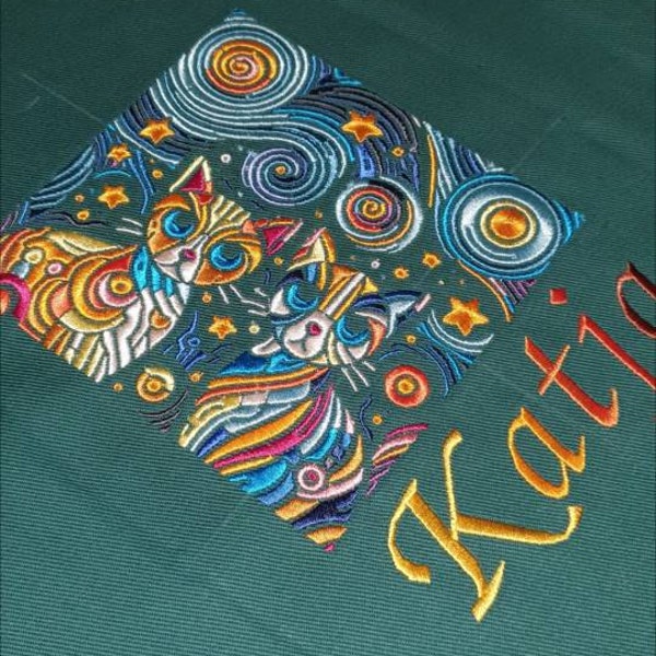 Van Gogh Starry Night Machine Embroidery,satin Embroidery,embroidery ...