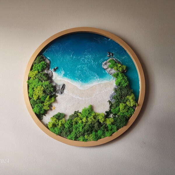 Large Ocean Themed Resin Wall Art, 3D Realistic Epoxy Wave, Ocean ...