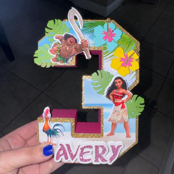 Moana 3D Numbers, Moana Birthday Decorations, Moana Party Decorations ...