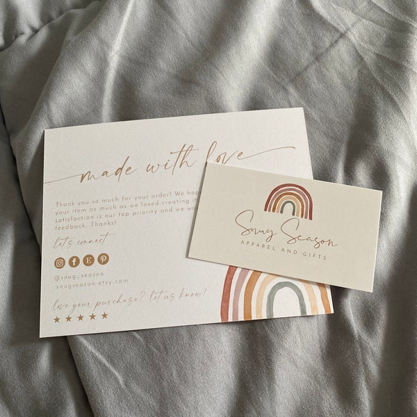 Rainbow Business Card Template, Boho Rainbow Watercolor, Editable ...