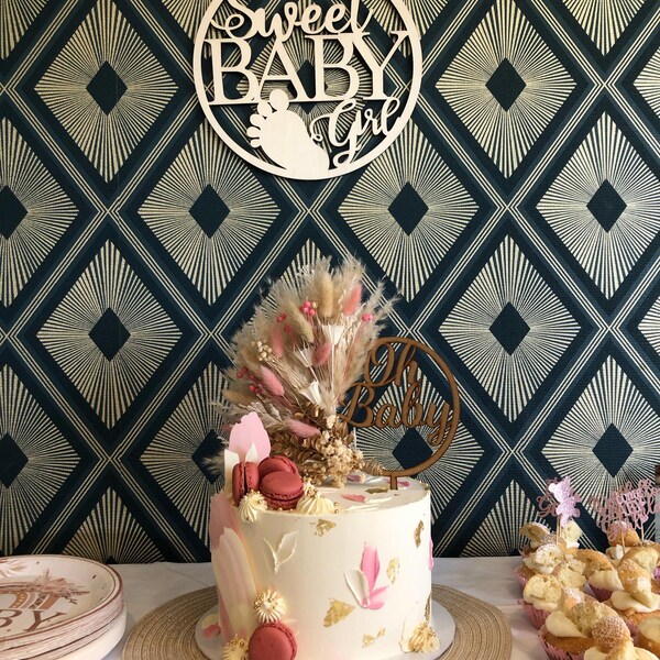 Rustic Pampas Grass Cake Topper | Gold Hoop Wreath, Dried Flowers - Etsy