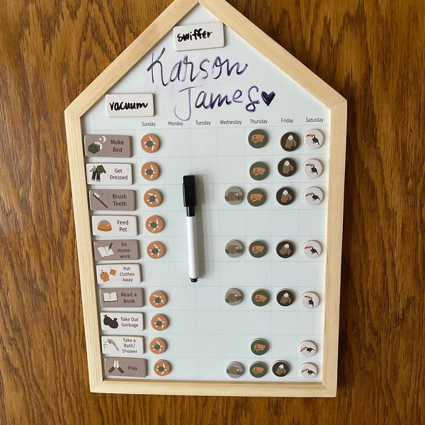 Magnetic Responsibility Chart Whiteboard Modern/minimalistic Wood Chore ...