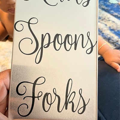 Forks Knives Spoons Vinyl Stickers Kitchen Pantry Organization Labels ...