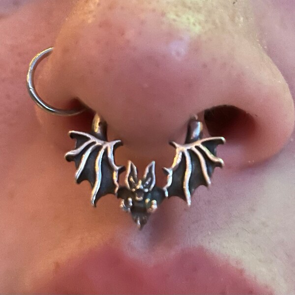 Bat Septum Ring, Goth Clicker, Septum Ring 16g, Septum Ring 14g ...