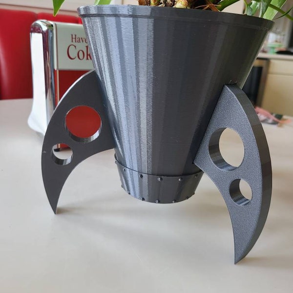 Retro Rocket Planter | 3D Printed Retro Rocket | Rocket Planter - Etsy