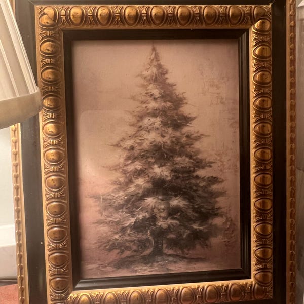 Christmas Tree Print. Christmas Vintage Style Print. Rustic Wall Art ...