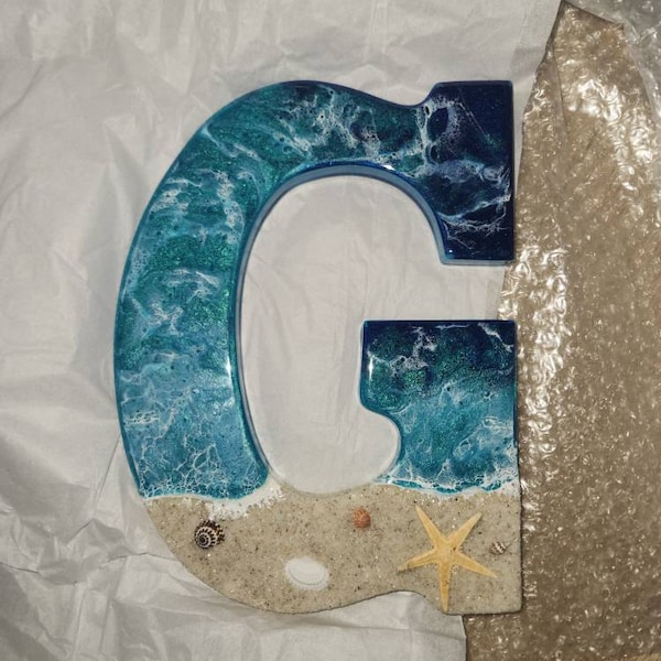 Custom Beach Themed Letter Wall Hanging | Monogram Initial | Surf Art ...