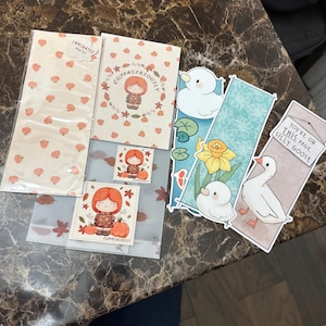 Duck Flower Bookmarks Illustrated Bookmarks Bookmarks Cosy Bookmarks - Etsy