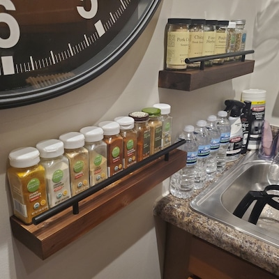 Floating Shelf Spice Rack 2 SHELVES Kitchen & Bathroom Wall Mounted ...