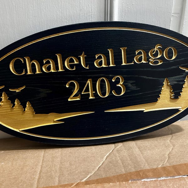 Custom DOUBLE SIDED Outdoor Sign | Oval Shape | Engraved Wood Sign ...
