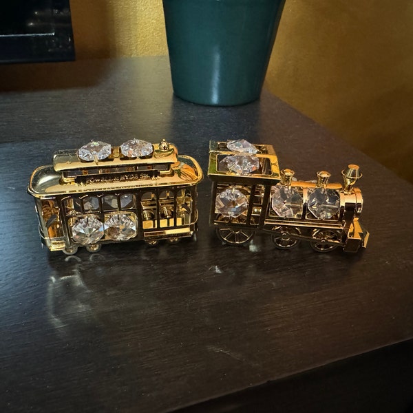 Handmade 24K Gold Plated Cable Car Hand Decorated W/ Swarovski Crystals ...
