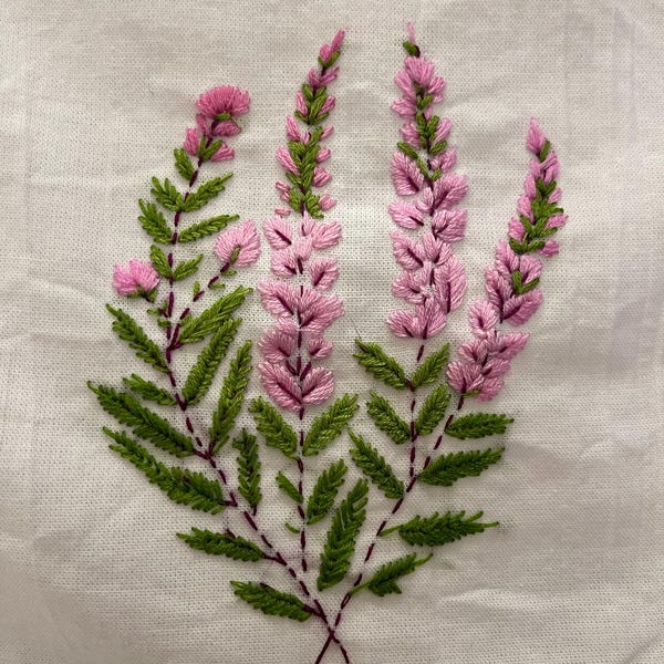 Pink Highland Heathers Hand Embroidery Pattern, Highland Heathers ...