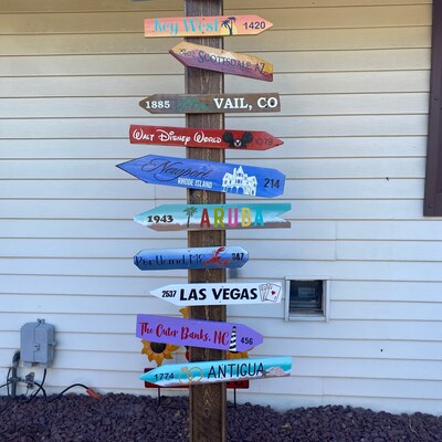 INDIVIDUAL Mileage or Directional Mile Maker Wood Signs of Your ...
