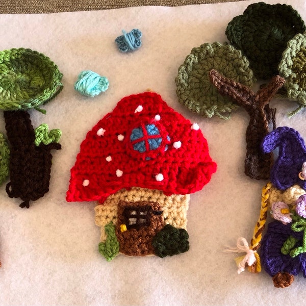 Trees Applique (deciduous) - Crochet PATTERN PDF - Folk Art Calendar ...