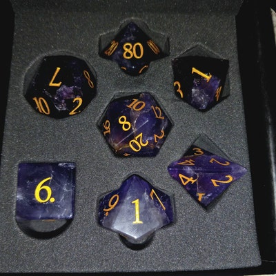 Custom Stone Dnd Dice Set Tiger Eye Dnd Dice Set Sorcerer Dungeons and ...