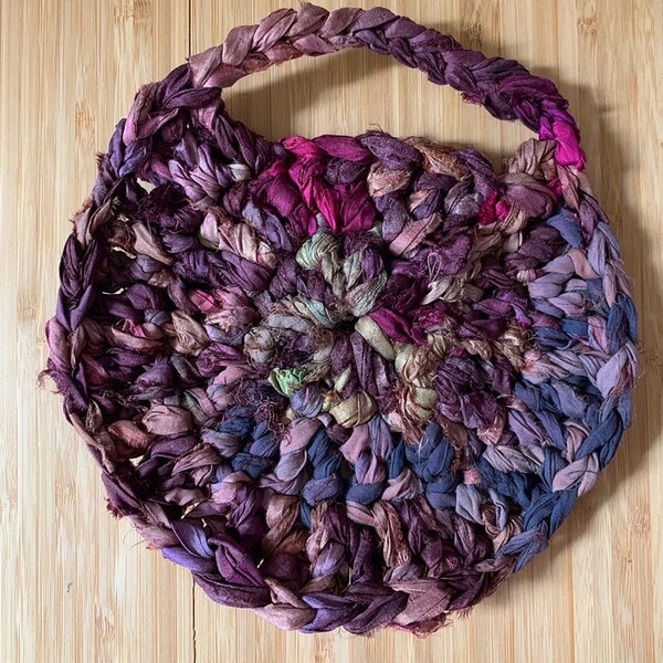 Razzle Dazzle Beet Juice Recycled Sari Silk Ribbon Yarn 5, 10 Yards or ...