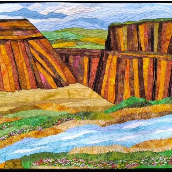 Quilt Wall Hanging. Country Landscape Fabric Art. 24x36 Inches. Fiber ...