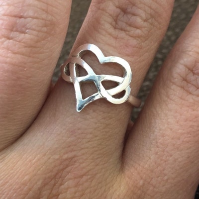 Polyamory Heart Infinity Triad Ring Silver Love Knot Ring - Etsy