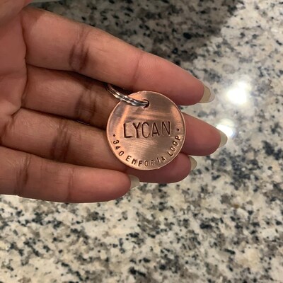 Custom Dog Tag / Custom Pet ID Tag Lucy in 1.25'' Domed Bronze ...