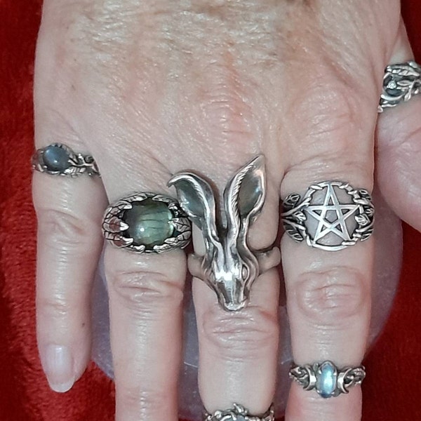 Black Star Gothic Ring noir Goth Engagement Ring Boho Witchy Silver ...