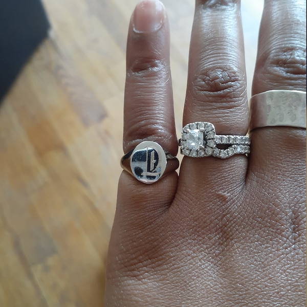 Monogram Signet Ring in Solid Sterling Silver • Custom Minimalist ...